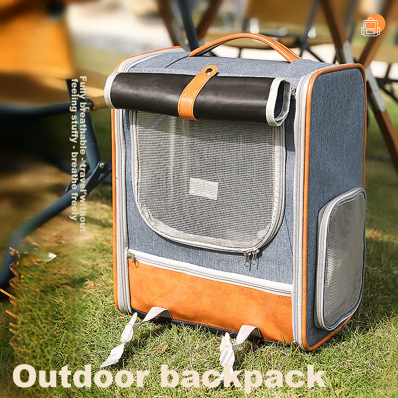 Huayuan Pet Carrier, Large Capacity, Portable, Breathable, Backpack, Handheld, for Ragdoll Cats And Dogs, Suitable for Young Puppies, Blue