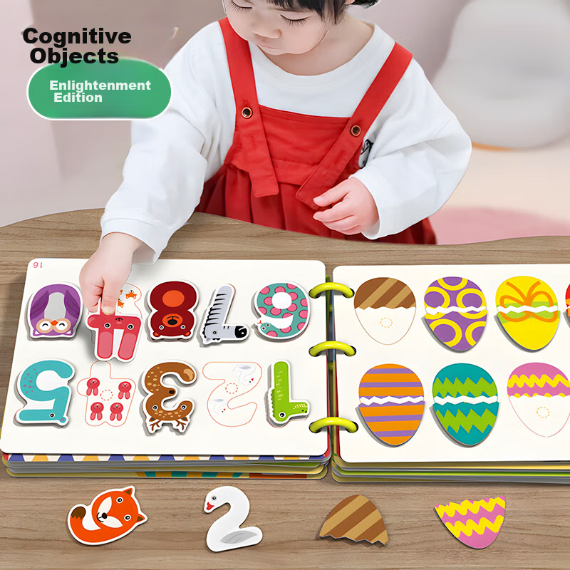 Danmiqi Children's Velcro Quiet Book, Tear-Off Book, Baby Enlightenment Cognitive Early Education Book, Concentration Training Toy, 1-3 Years Old