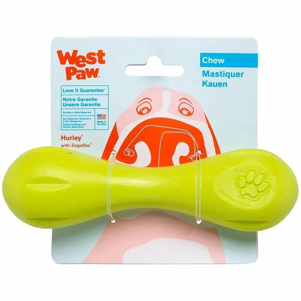 West Paw Hurley Dog Bone Игрушка для собак Кость, размер L21cm, салатовая