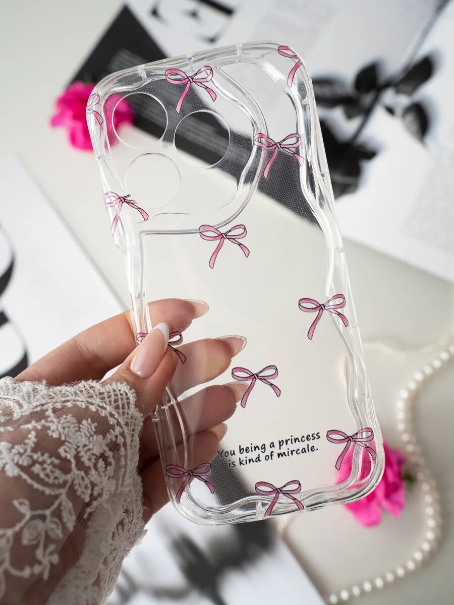 Чехол О'Кейси, для Realme C63, C61, с принтом, защита камеры, розовый, черный, прозрачный