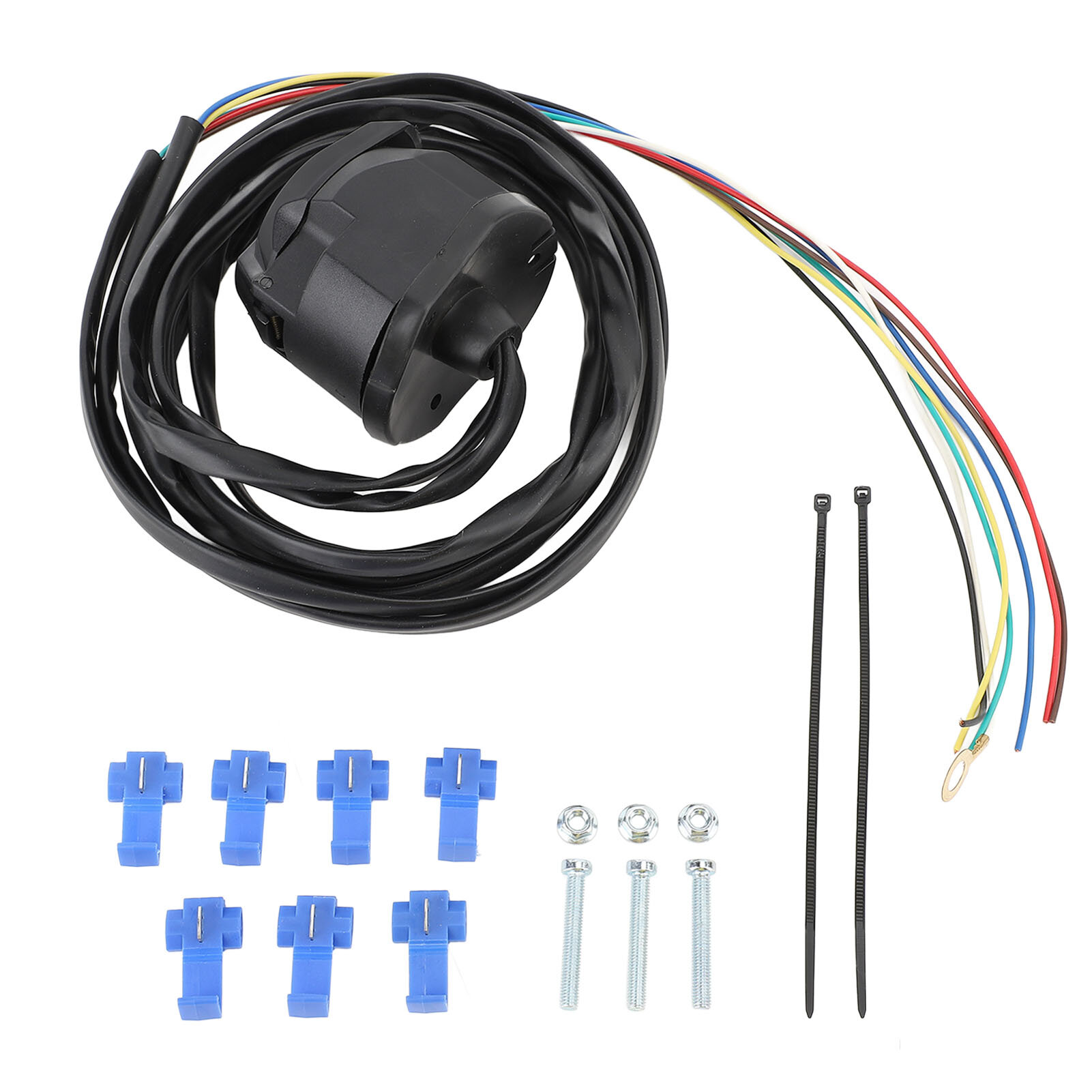 7 Pin Trailer Socket Wiring Kit with 1.5m Cable Towing Harness for Commercial Vehicles Semi Standard 12V