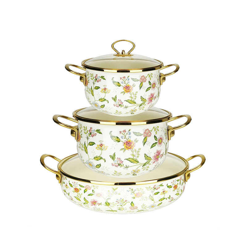 Набор из трех предметов для морепродуктов, супница, кастрюля для тушения, премиальный набор супниц из эмали