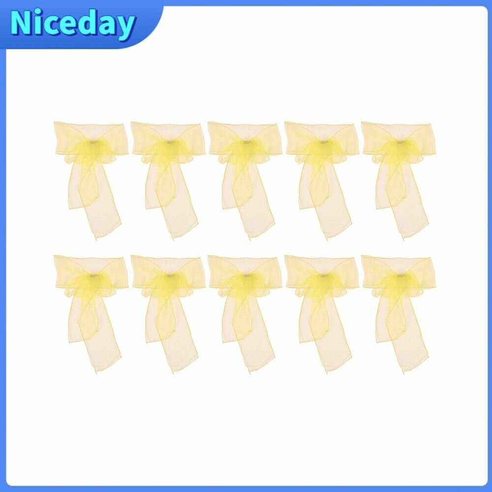 10 желтых бантов для декора стульев.