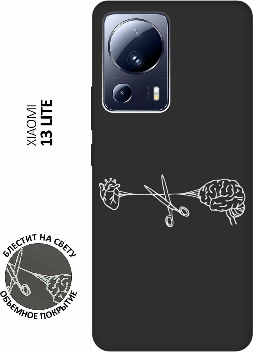 Матовый Soft Touch силиконовый чехол на Xiaomi 13 Lite, Сяоми 13 Лайт с 3D принтом "Cut It W" черный