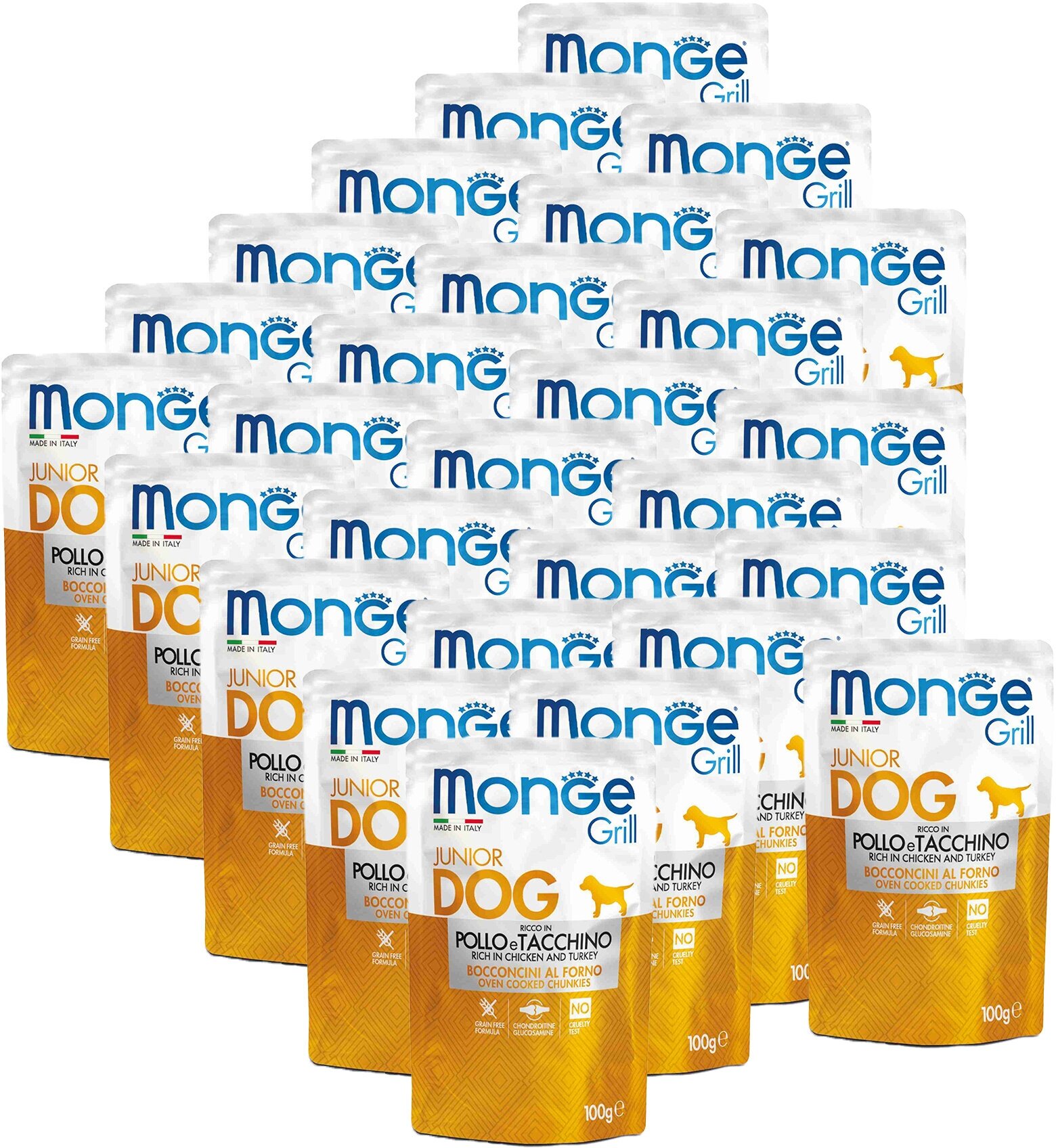 Monge Dog Grill PUPPY&JUNIOR Pouch паучи для щенков курица и индейка 100г х 28 шт.