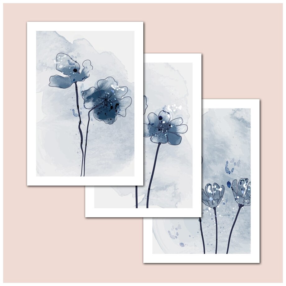 Постеры интерьерные (3 штуки, 30х40 см). Картины /декор для дома / интерьерный коллаж. Арт.6-021