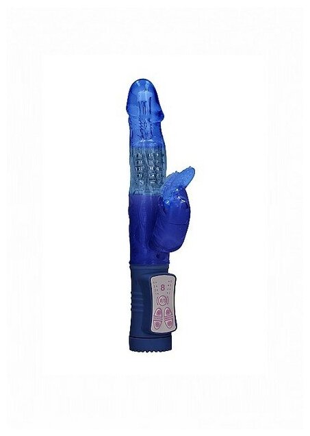 Вибратор с клиторальным стимулятором Rotating Beetle, синий