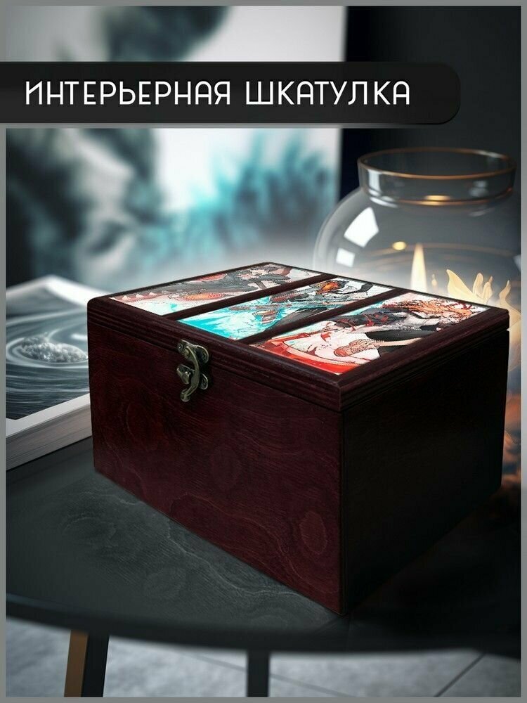 Шкатулка интерьерная Тройная для украшений вишневая 22x17x12 см Аниме Chainsaw Man - 46