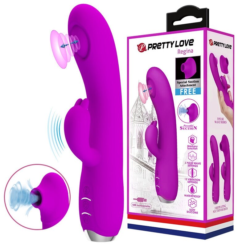 Baile Pretty Love Regina Вибромассажер с пульсирующей головкой и клиторальным отростком