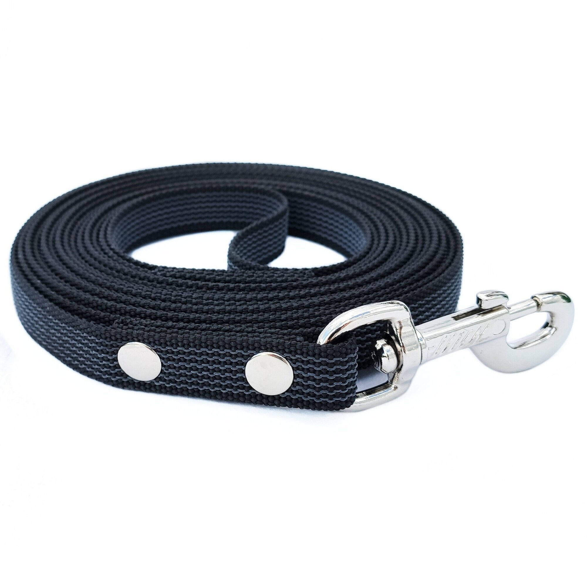 R-Dog прорезиненный нейлоновый поводок (с латексной нитью), усиленный стальной карабин, цвет черный, 2 метра, ширина 2 см