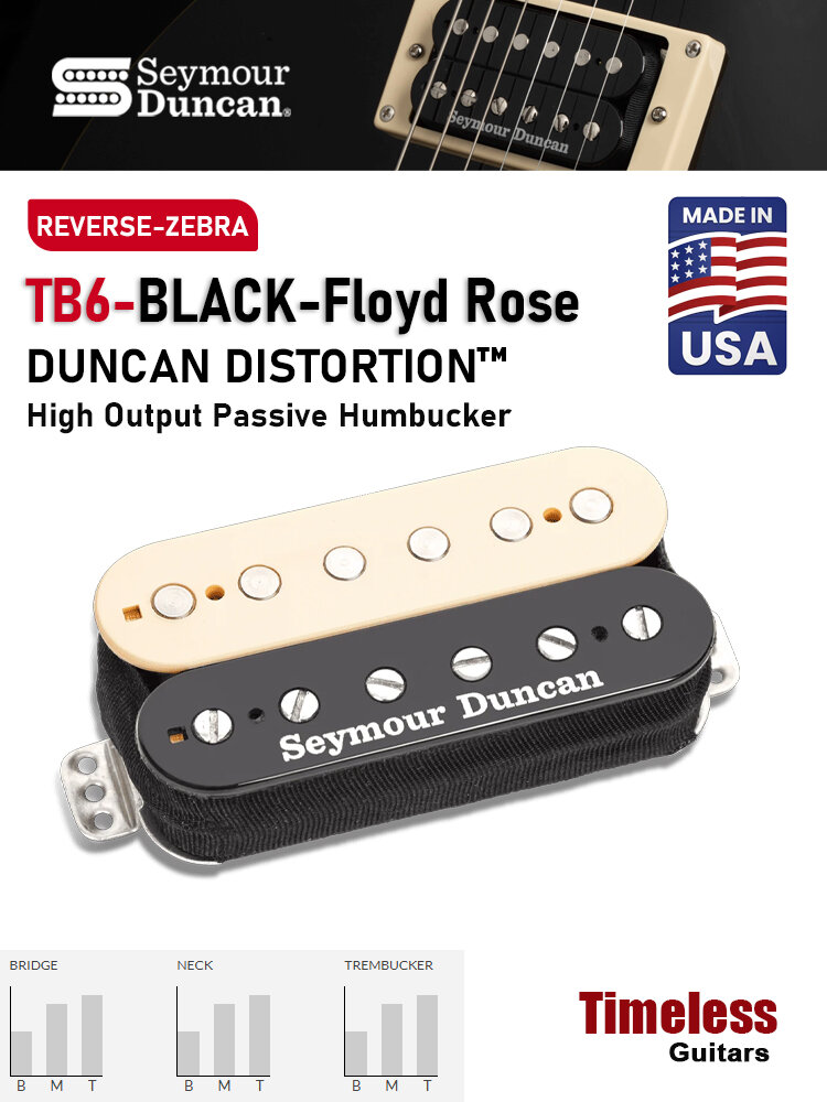 Звукосниматель Seymour Duncan TB-6 Reverse Zebra бриджевый хамбакер с разделением катушек сплит для Floyd Rose