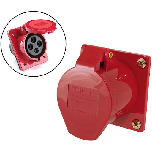 Розетка силовая (CEE) панельная (фланцевая) TDM ELECTRIC SQ0604-0012