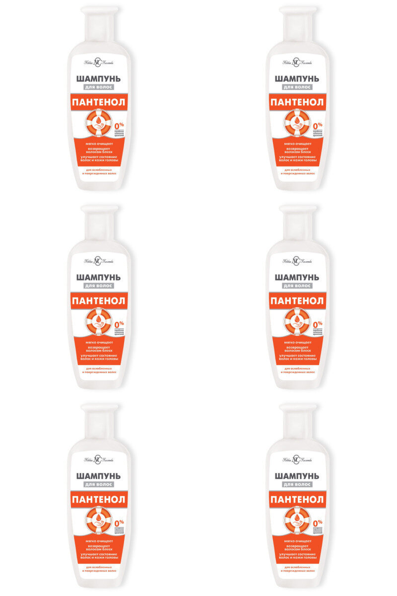 Невская Косметика Шампунь Пантенол для ослабленных и повреждённых волос, 250 мл, 6 шт/