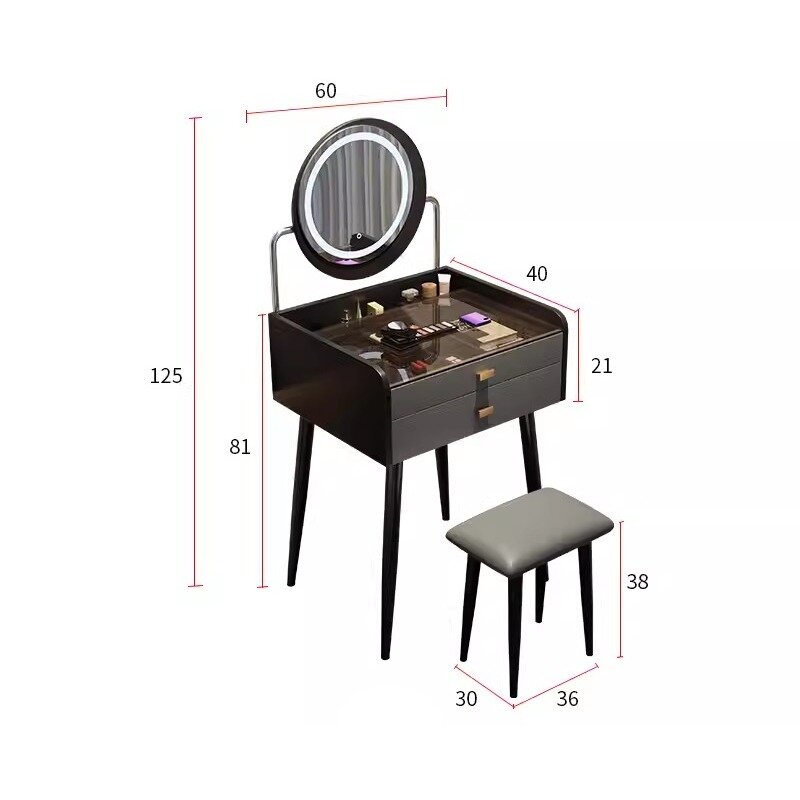 Туалетный столик Lorcan (Столик 60см + стул / цвет черный + серый)