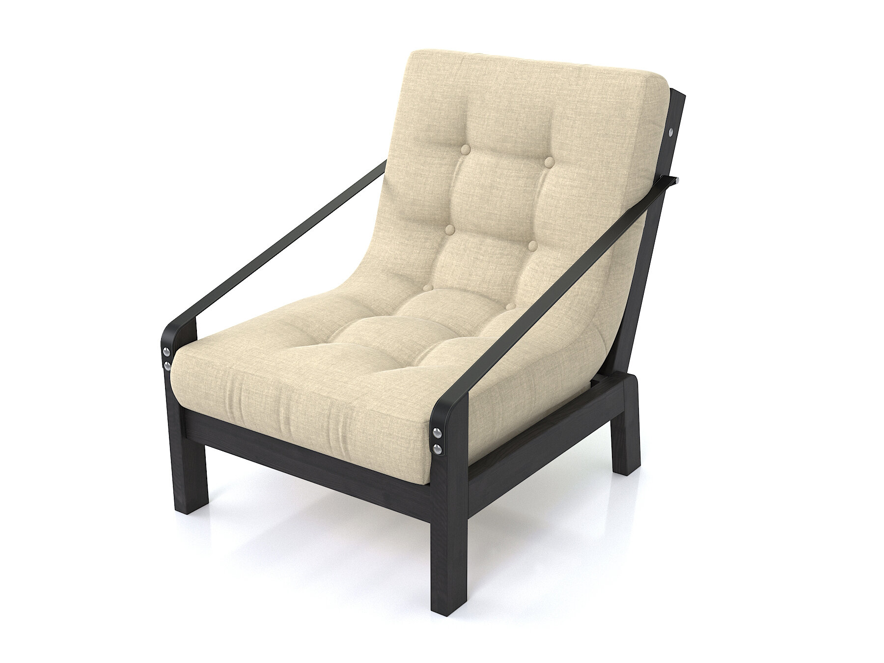 Кресло Arsko Локи, бежевое-венге, рогожка, деревянное, мягкое, раскладное, для дачи, для кафе и бара, на веранду, в террасу