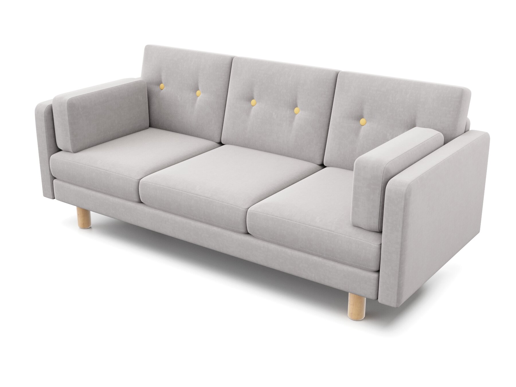 Диван прямой Arsko Ингвар-Б, серый, велюр, массив дерева, офисный, для кафе и бара, на ножках, скандинавский лофт