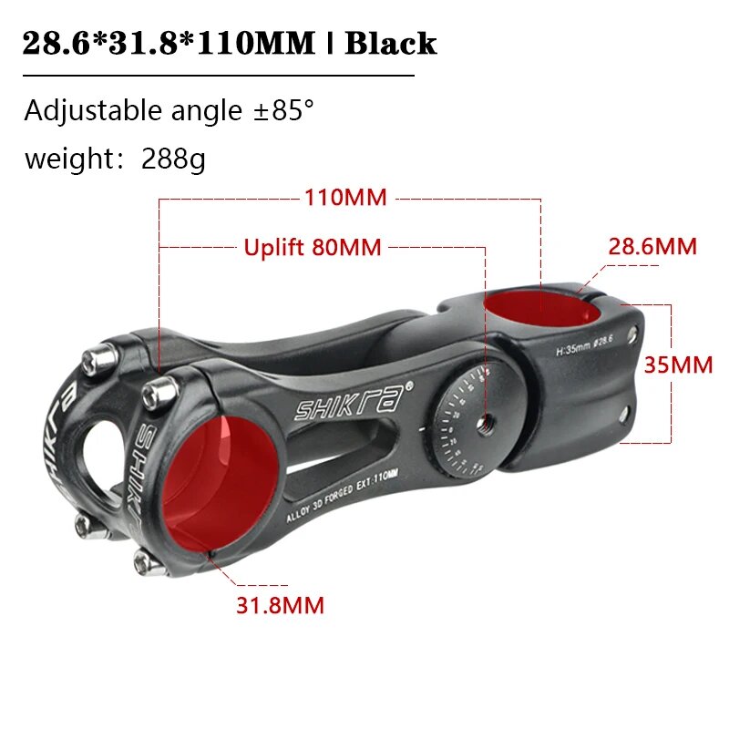 SHIKRA SK01 Вынос руля 28.6*31.8*110mm Черный/Красный