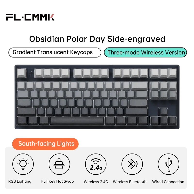 FL·ESPORTS MK870 механическая клавиатура 87 клавиш FL Yuedong Red, Three Mode