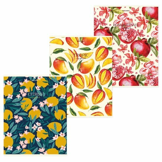 Тетрадь Brauberg А4, 96 л, , скоба, клетка, глянцевый лак, "FRUITS", 404066