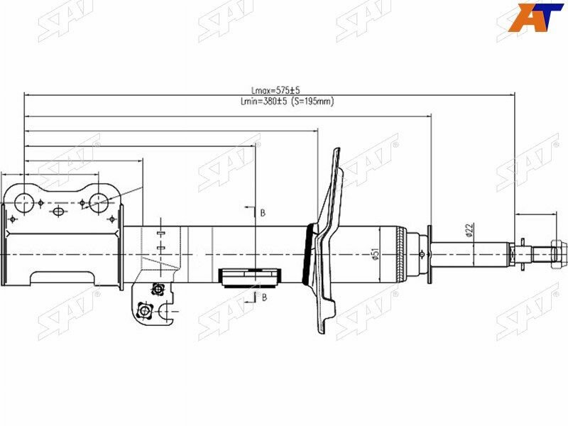 . SAT Амортизатор передний для TOYOTA IPSUM/PICNIC/AVENSIS VERSO 01-09 левый