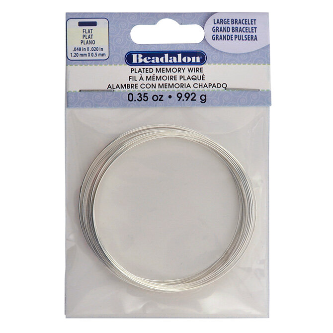 Проволока с памятью, 55-57х1.2х0.5мм, Beadalon, для браслета, плоское сечение, посеребренная, 9.92 грамма (ок.12 витков)