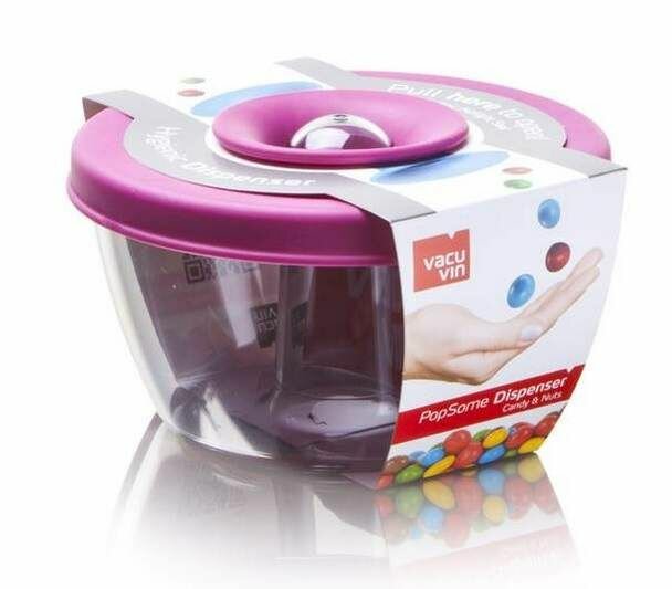 Емкость для хранения VacuVin, розовая, герметичная, гибкая крышка, для орешков, конфет