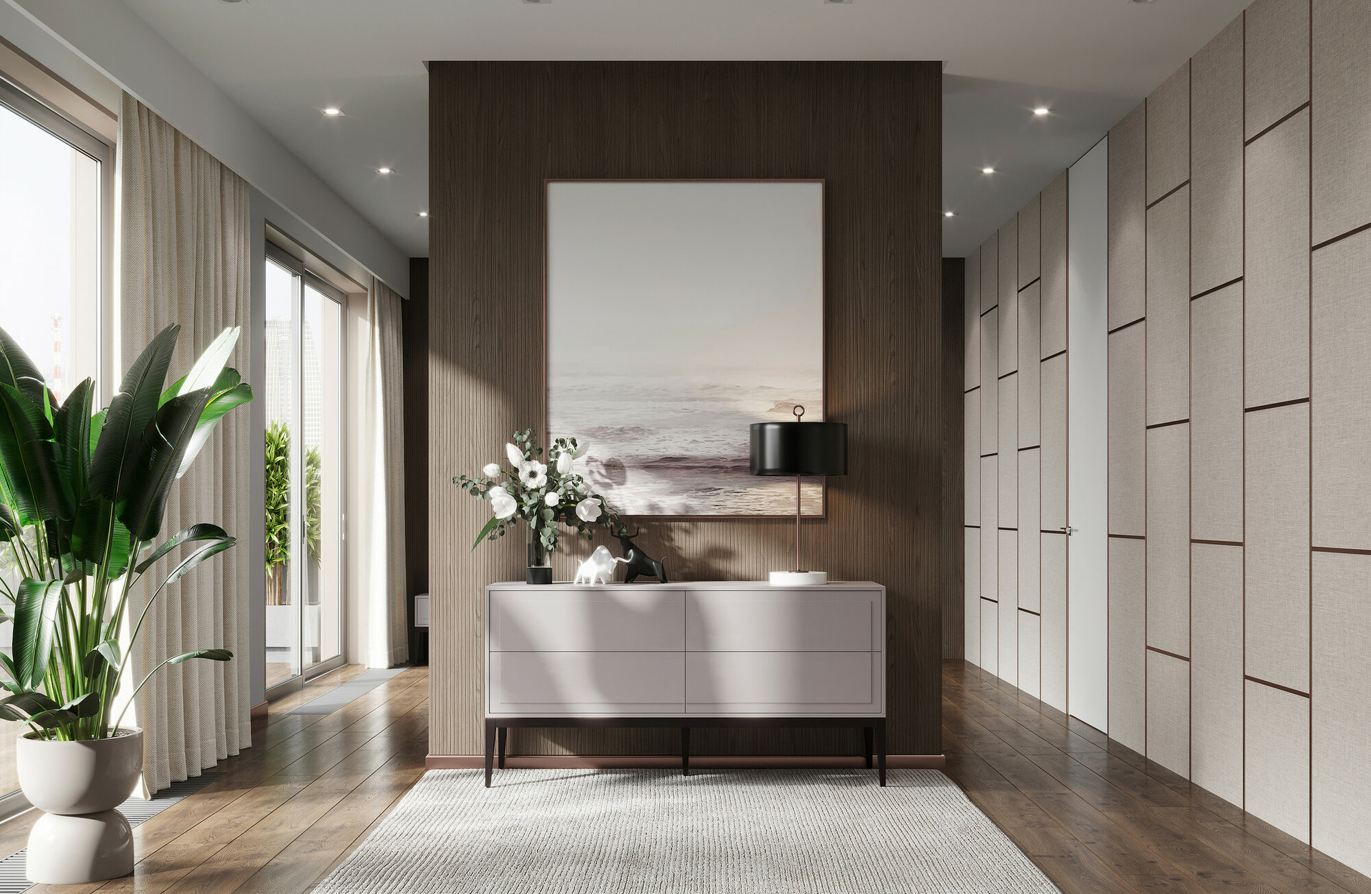 Комод MOD INTERIORS коллекция MARBELLA отделка шпон ореха W , матовый серо-бежевый лак