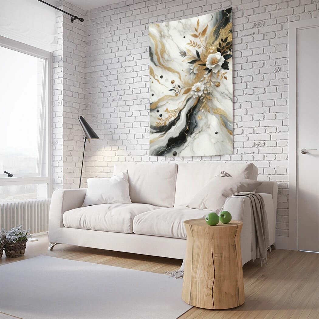 Вертикальное фотопанно на стену JoyArty "Цветы с золотой пыльцой", из ткани, 150х200 см