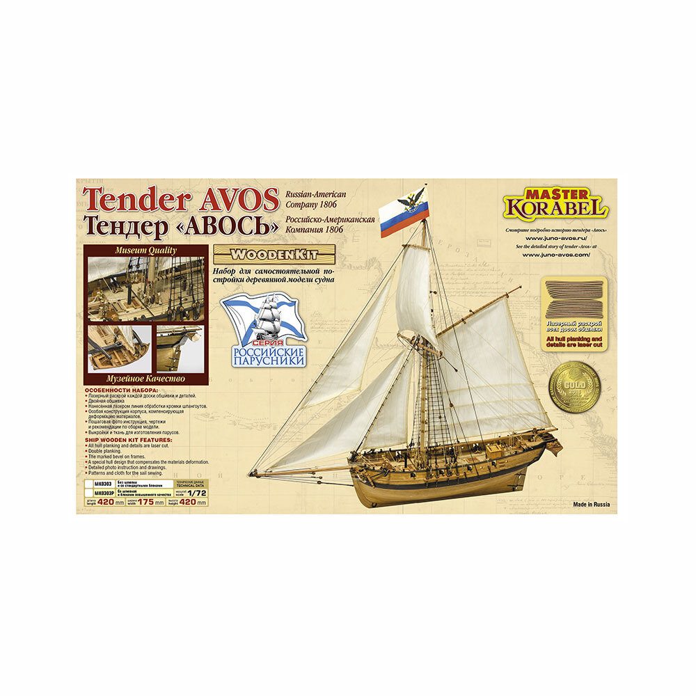 Сборная модель "Тендер Авось" анегри 1:72 МК0303