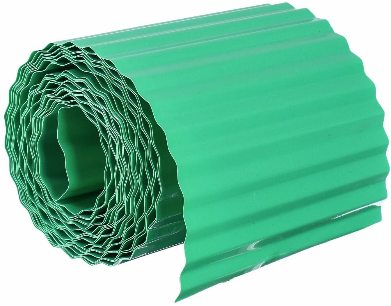 Лента бордюрная гофра для клумб и грядок, бордюр садовый пластиковый гофрированный, размер 20 см х 9 м, толщина 0,6 мм, цвет зелёный