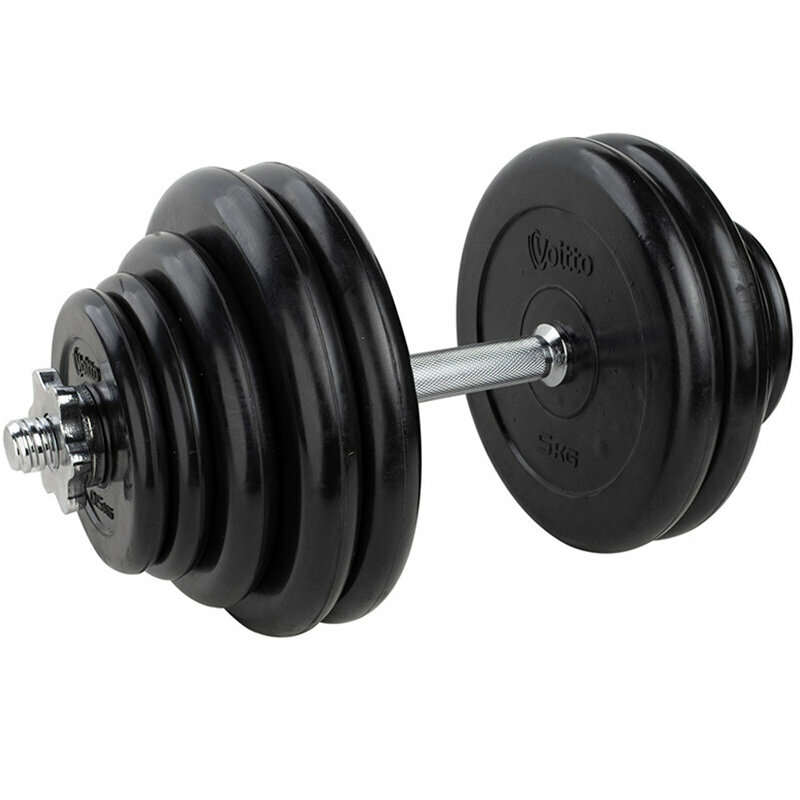 Гантель разборная обрезиненная 30 кг Voitto - d26, Комплектация №1 с железной ручкой
