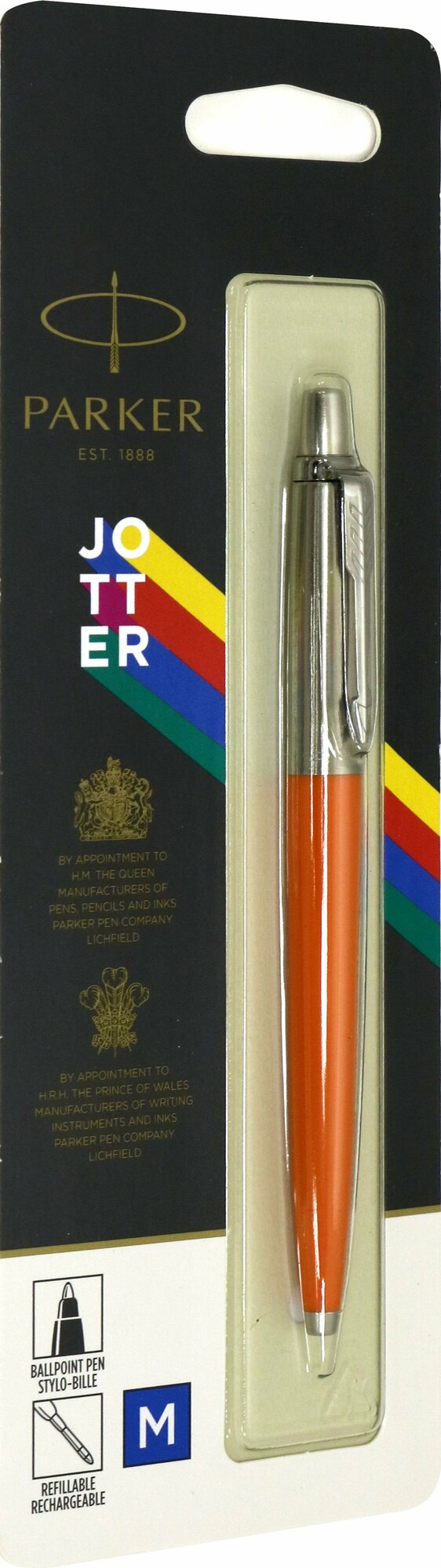 Ручка шариковая Jotter Color, оранжевый корпус, M, синяя