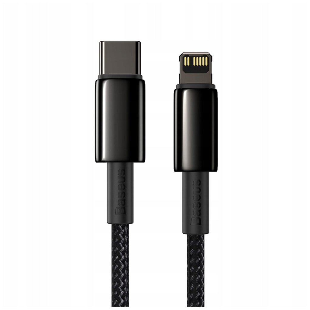 Кабель Baseus Tungsten Gold Fast Charging Data Cable (CATLWJ-01), USB Type-C - Lightning, 20W, 1 м, черный