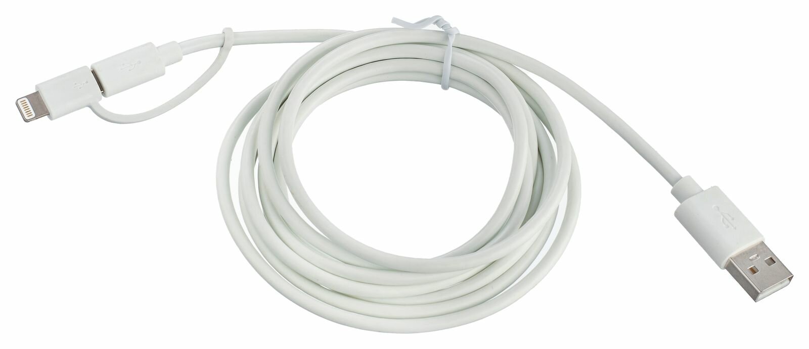 Дата-кабель Lightning MFI+microUSB, USB для Apple iPhone 5, 5C, 5S, 6, iPad 4, Air, Air2, Mini, Mini 2 Retina, Samsung, Lenovo, LG корпус ABS, белый