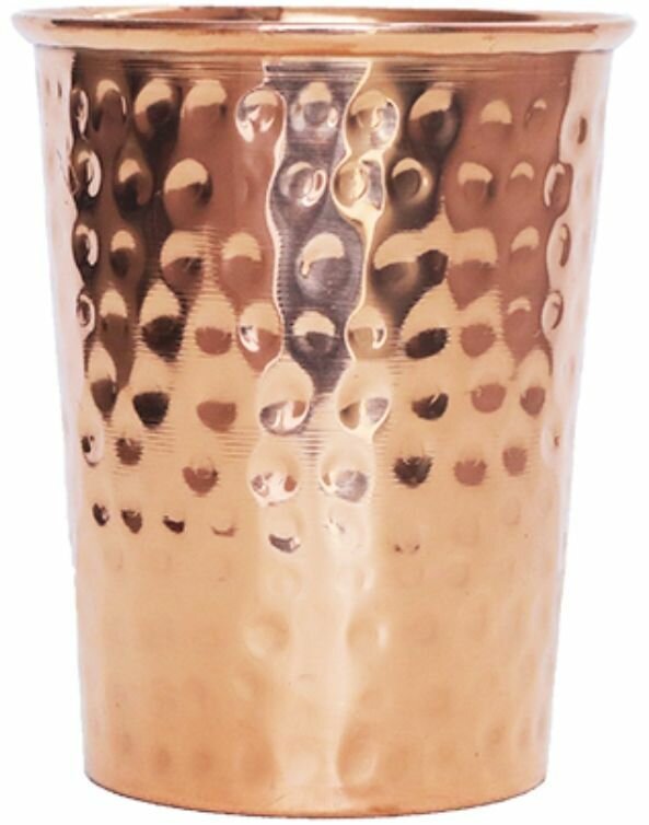 Стакан кованый цельномедный с мелким рельефом Copper Hammered Glass Ручная работа