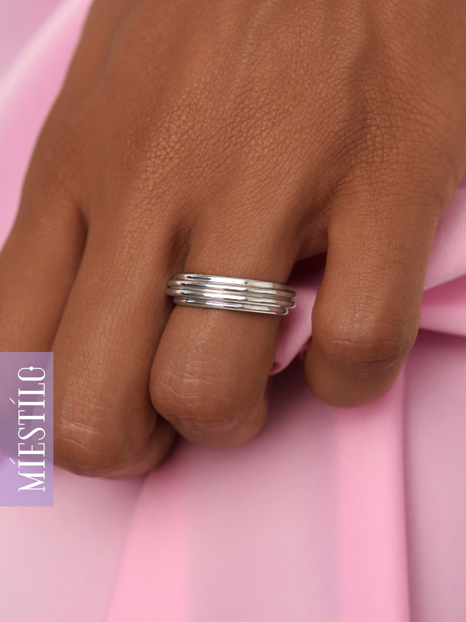 Кольцо широкое, серебро, 925 проба, родирование