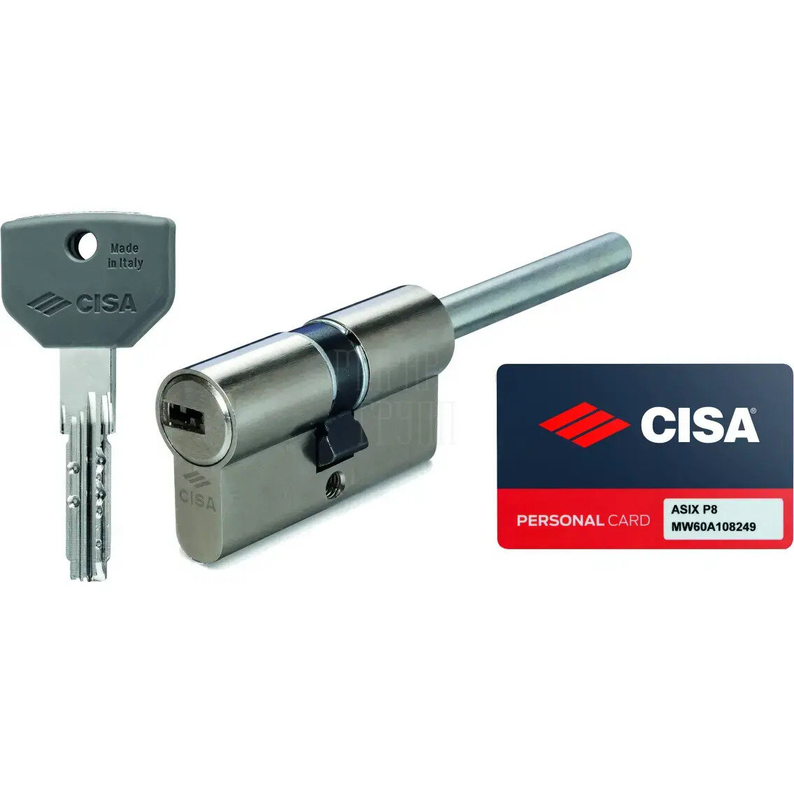 Цилиндр CISA серии ASIX P8 ключ-шток 60 mm (25+10+25) никель