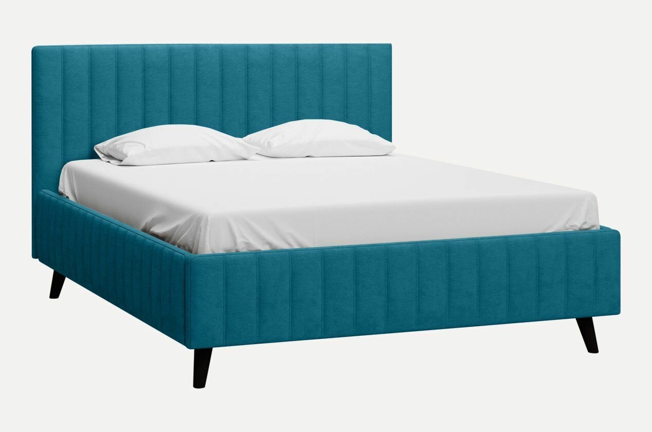 Кровать 160x200 двуспальная с подъемным механизмом, Divan.ru Маркфул 160 Велюр Атлантик, 213х175х110 см, велюр, синяя