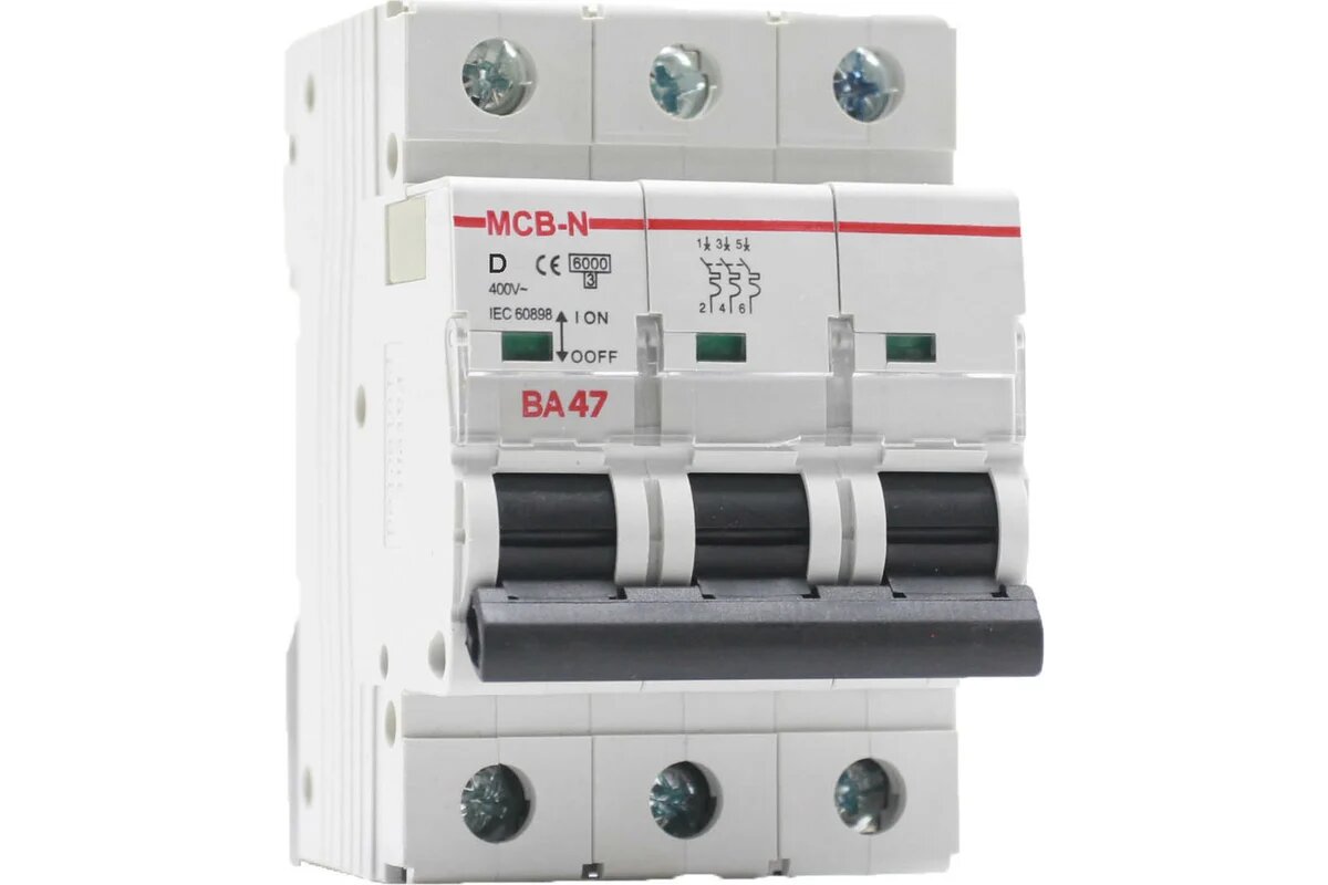 Автоматический выключатель AKEL ВА47-MCB-N 3P D16 AC серый 230/400 В 16 А модульный триполюсный IP20 УЗ