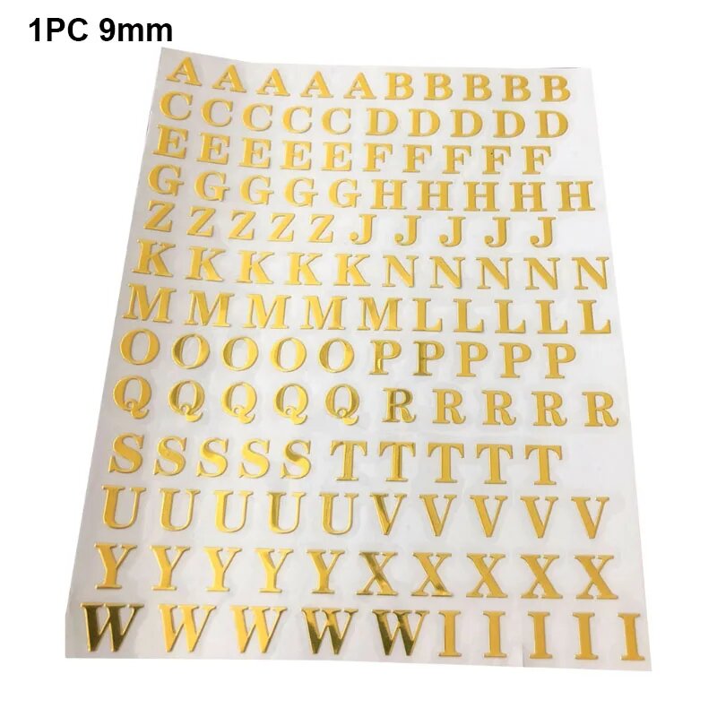 Набор декоративных наклеек из эпоксидной смолы, буквы алфавита, 5 шт. 1PC-9mm