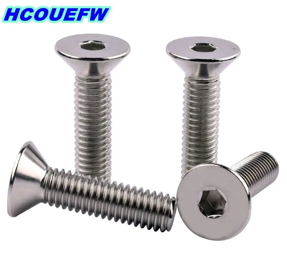 HCOUEFW Болты с шестигранной головкой и потайной головкой 5 шт. 1/4-20, 304 Stainless Steel, 3/4"