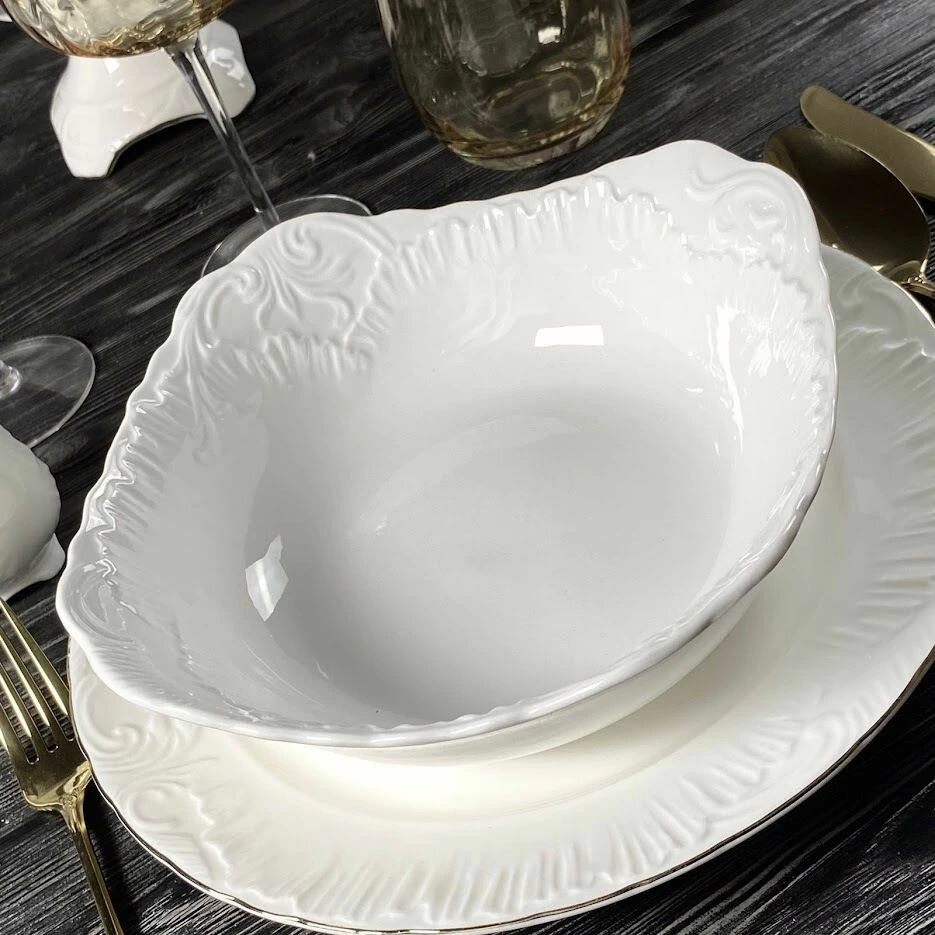 Квадратный салатник Lenardi Аврора 20.5см фарфор