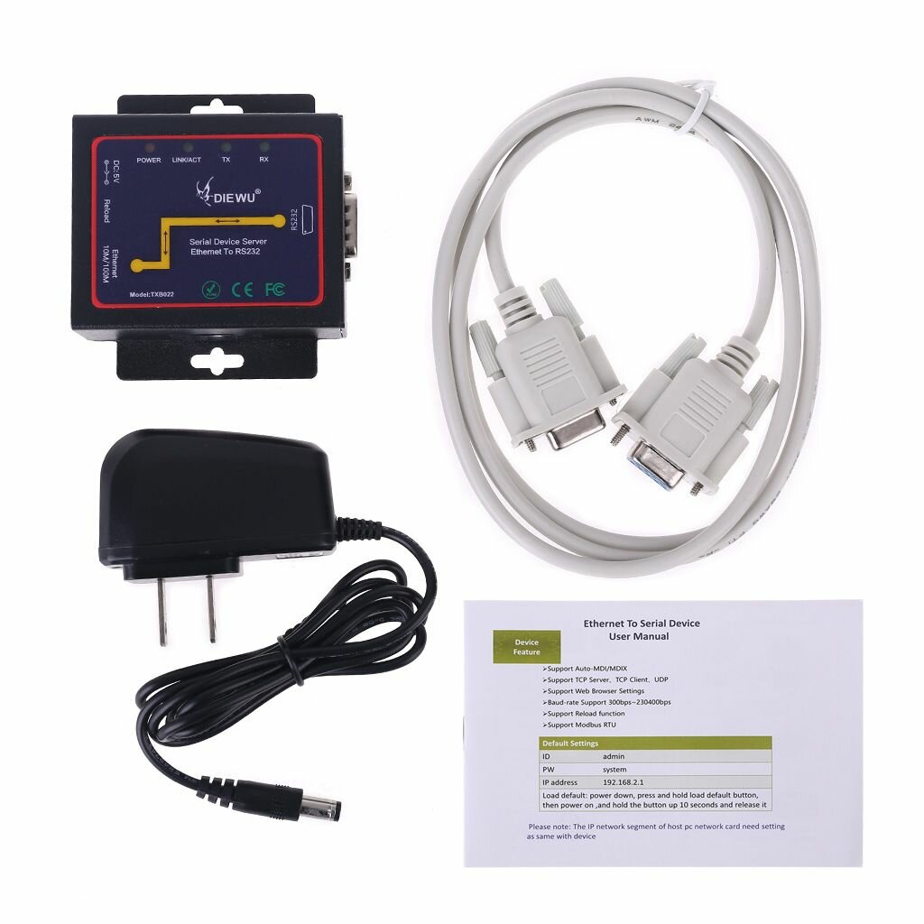 DB9 RJ45 в RS232 Ethernet TCP/IP Сервер