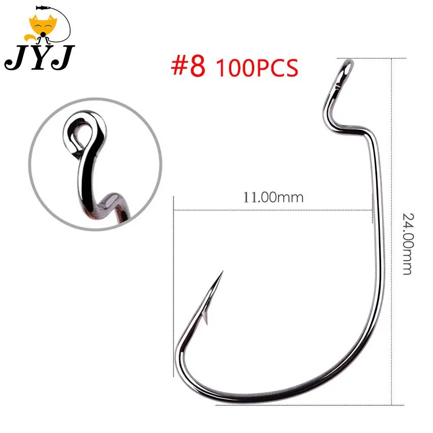 Рыболовные крючки офсетные JYJ #8 100шт, Цвет: 8