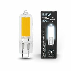 5шт. Gauss Лампа G4 AC220-240V 5.5W 500lm 4100K стекло LED, 107807205