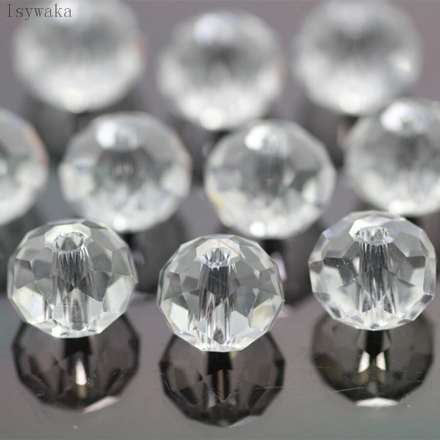 Isywaka Ran хрустальные бусины 2 мм, 3*4 мм, 4*6 мм, 6*8 мм Серебряный, 3x4mm 125pcs Per Bag, white