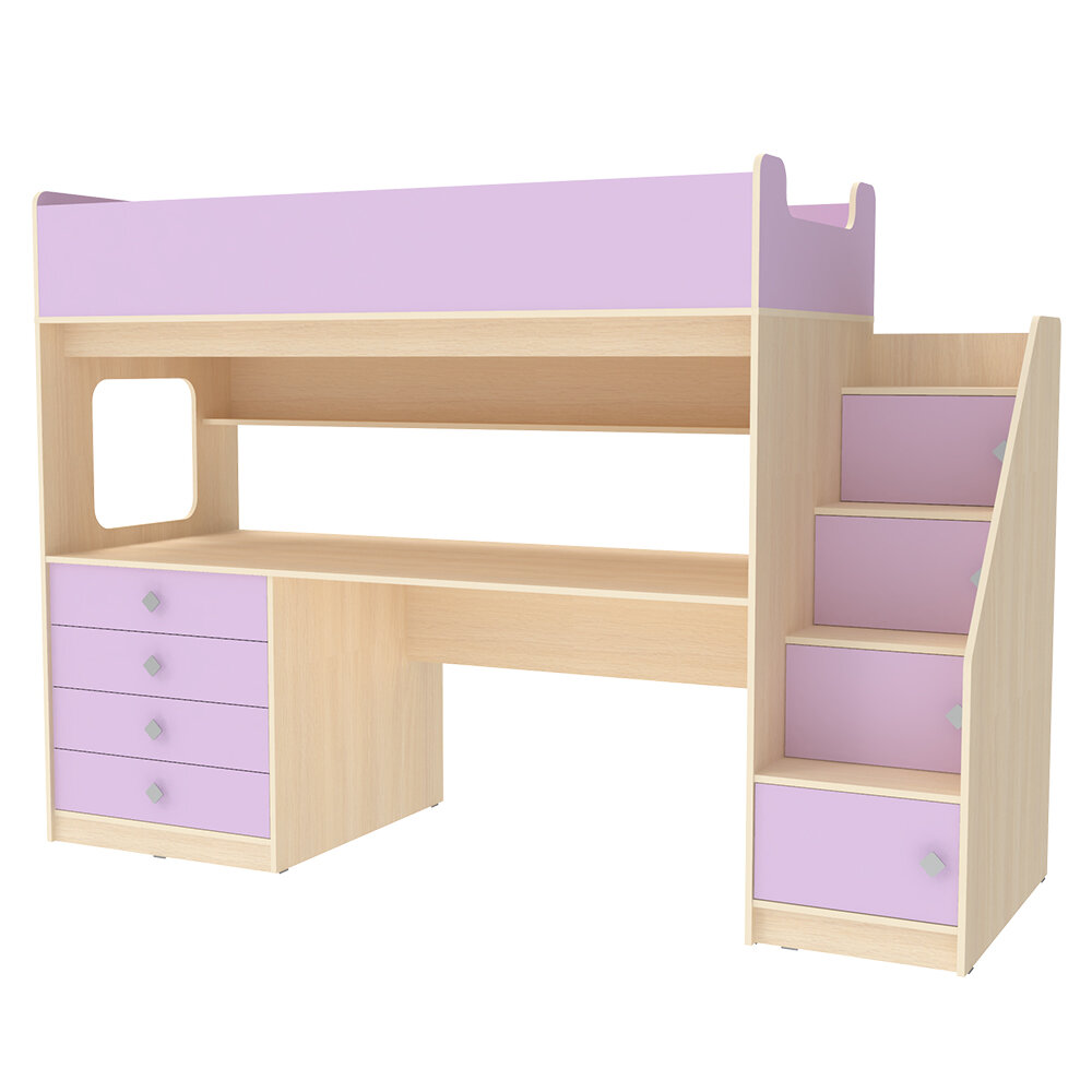 Кровать чердак Л-С605-3 75x175 Дуб Молочный Ирис