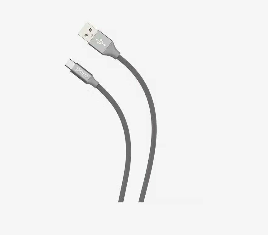 Кабель USB PERO DC-04 micro-USB, 2А, 2м, Silver-black