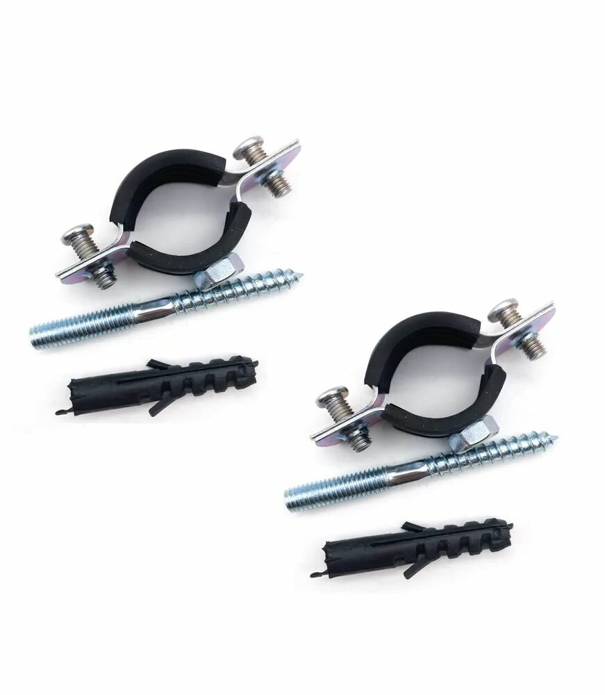 Трубный сантехнический хомут 1 3/4 М8 (53-58) с гайкой и резиновой прокладкой, в комплекте, 2шт МХ Мир Хомутов