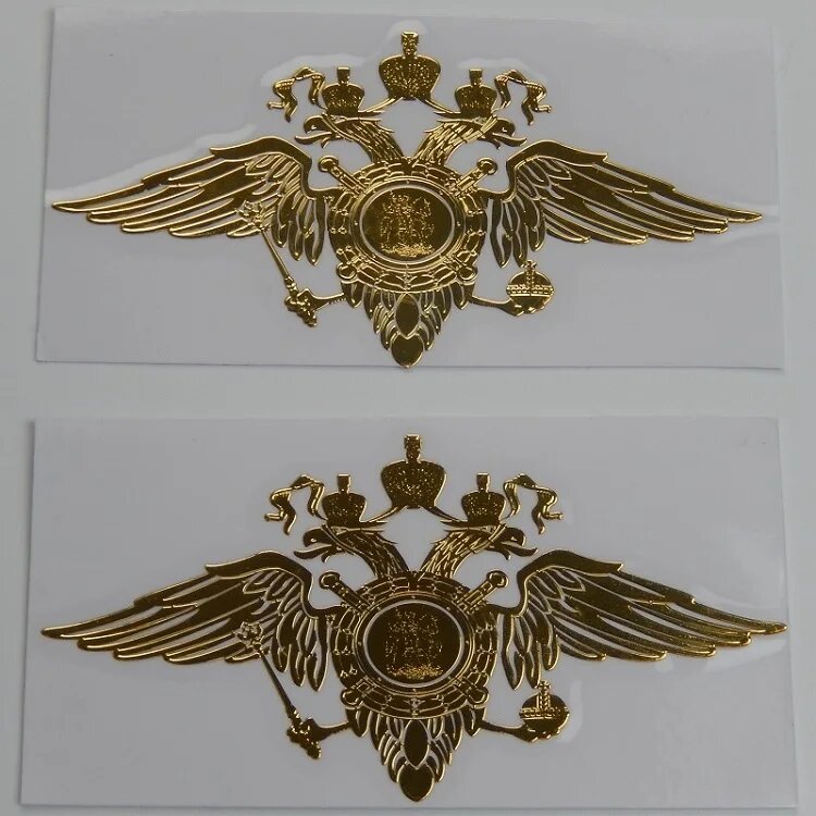 95x48 мм Металлостикер МВД России наклейка на кузов авто Министерство Внутренних Дел РФ стикер на стекло машину 2xGOLD